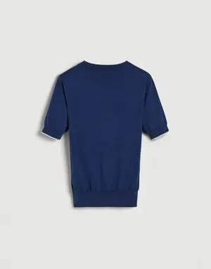 Brunello Cucinelli Cotton Lightweight Knit T-shirt With Wave Intarsia