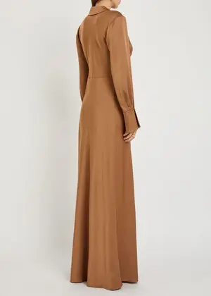 Simkhai Adelle Draped Satin Maxi Shirt Dress