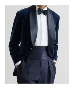 Brunello Cucinelli Cotton Chalk Stripe Velvet Tuxedo Jacket With Shawl Lapels