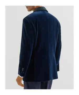 Brunello Cucinelli Cotton Chalk Stripe Velvet Tuxedo Jacket With Shawl Lapels