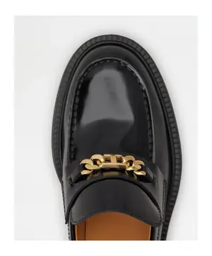 TOD'S Leather Loafers With Chain Detail