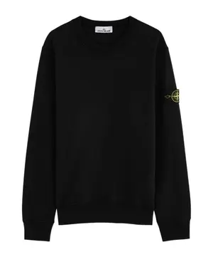 Stone Island Logo Cotton Sweatshirt - Black