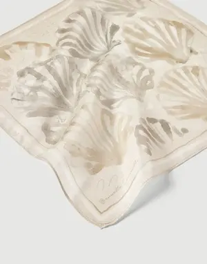 Brunello Cucinelli Silk Satin Mediterranea Small Scarf - Shell