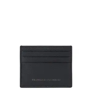 Brunello Cucinelli Grained Calfskin Card Case - Black