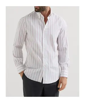 Brunello Cucinelli Stripe-pattern Button-down Collar Shirt