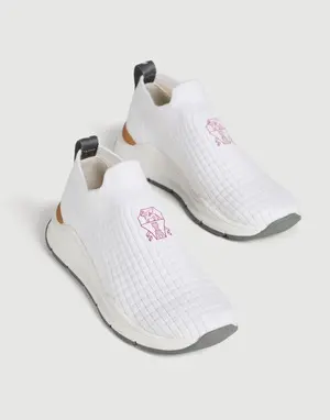 Brunello Cucinelli Techno Cotton Slip-on Runners With Embroidered Logo