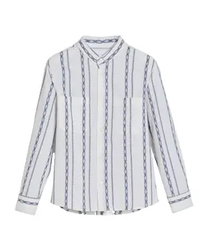 Brunello Cucinelli Striped Mandarin Collar Shirt
