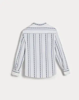 Brunello Cucinelli Striped Mandarin Collar Shirt