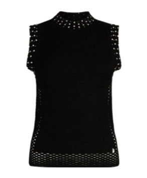 Liu Jo Bejewelled Perforated Gilet - Black