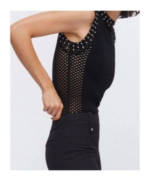 Liu Jo Bejewelled Perforated Gilet - Black