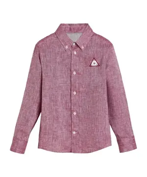 Brunello Cucinelli Button-down Motif Linen Shirt - Strawberry