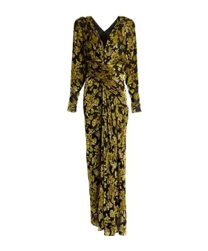 Balmain Long Velvet Jacquard Floral Print Gown - Multi-color