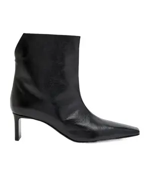 Khaite Ona 55 Leather Ankle Boots - Black