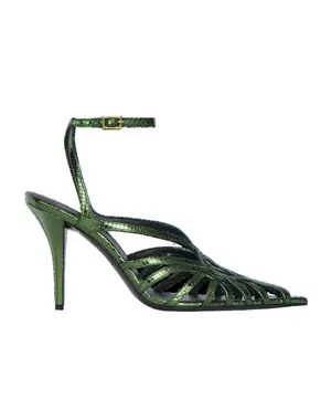 Balmain Python-effect Leather Cage Sandals - Green