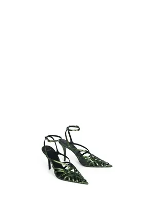 Balmain Python-effect Leather Cage Sandals
