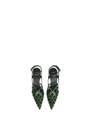 Balmain Python-effect Leather Cage Sandals