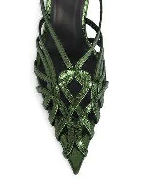 Balmain Python-effect Leather Cage Sandals