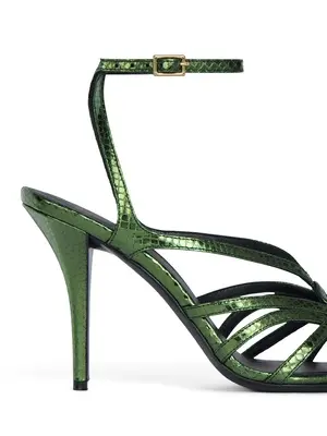 Balmain Python-effect Leather Cage Sandals