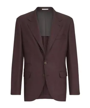 Brunello Cucinelli Mouliné Virgin-wool Twill Deconstructed Blazer - Black