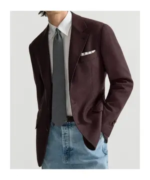 Brunello Cucinelli Mouliné Virgin-wool Twill Deconstructed Blazer