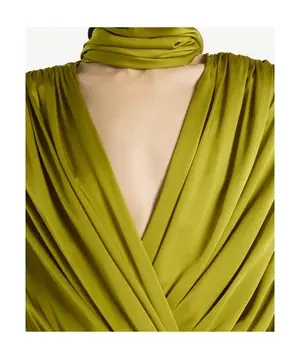 Balmain Long Silk Charmeuse Draped Dress