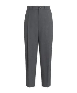 Brunello Cucinelli Brunello Cucinelli Virgin Wool, Cotton, And Silk Mouliné Pleated Trousers Anthracite