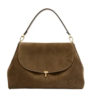TOTEME T-lock Suede Top Handle Bag - Brown