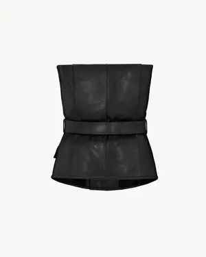 Saint Laurent Biker Bustier In Creased Leather