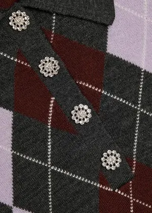 SELF-PORTRAIT Argyle Wool Polo Top