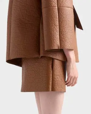 Prada Nappa Leather Mini Skirt - Cognac