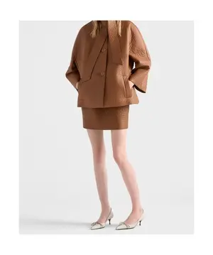 Prada Nappa Leather Mini Skirt - Cognac