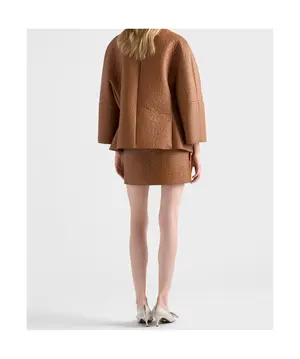 Prada Nappa Leather Mini Skirt - Cognac