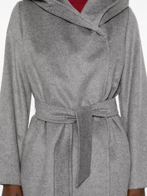 Max Mara Belted Hooded Coat - Gray
