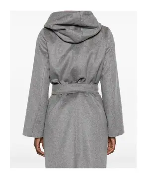 Max Mara Belted Hooded Coat - Gray