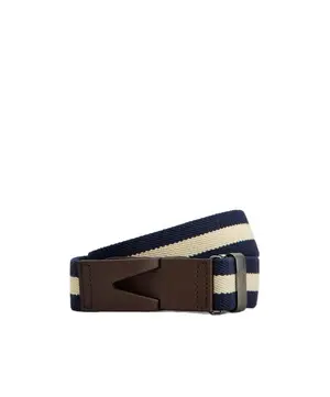 TOD'S Tod's Striped Canvas Belt With Leather Snap Buckle Blue/beige