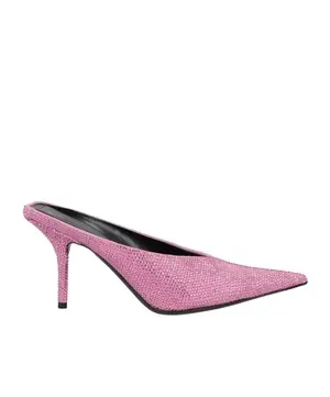 Balenciaga Crystal-embellished Leather High Heel Mules - Pink