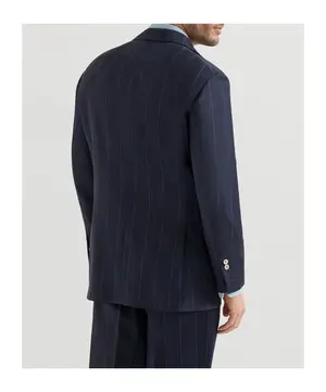 Brunello Cucinelli Virgin Wool Chalk Stripe Tailor Blazer
