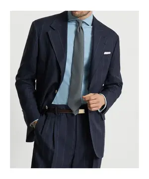 Brunello Cucinelli Virgin Wool Chalk Stripe Tailor Blazer