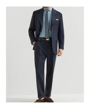 Brunello Cucinelli Virgin Wool Chalk Stripe Tailor Blazer