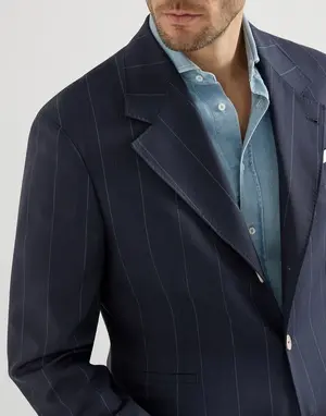 Brunello Cucinelli Virgin Wool Chalk Stripe Tailor Blazer