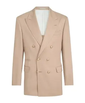 Brunello Cucinelli Délavé-silk And Linen Gabardine One-and-a-half Breasted Tailor Blazer With Metal Buttons - Tobacco