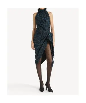 Balmain Draped Cloqué Jacquard Dress