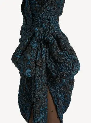 Balmain Draped Cloqué Jacquard Dress