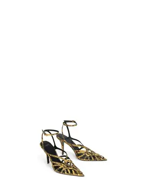 Balmain Python-effect Leather Cage Sandals