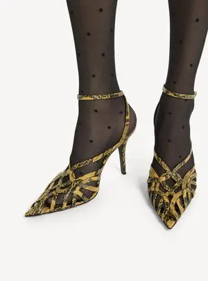 Balmain Python-effect Leather Cage Sandals