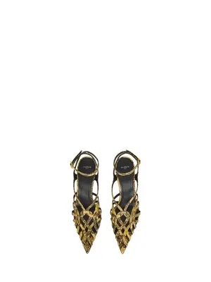 Balmain Python-effect Leather Cage Sandals