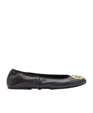 Tory Burch Reva Leather Ballet Flats - Black