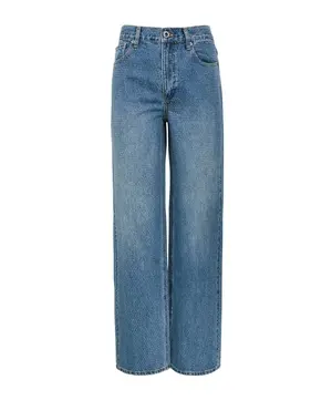 SELF-PORTRAIT Crystal-embellished Straight-leg Jeans - Blue