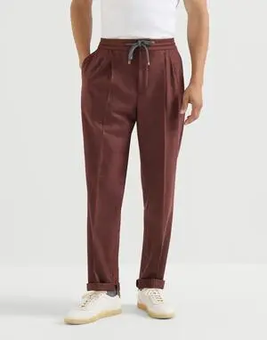 Brunello Cucinelli Virgin Wool And Cashmere Flannel Trousers - Burned
