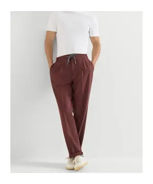 Brunello Cucinelli Virgin Wool And Cashmere Flannel Trousers - Burned